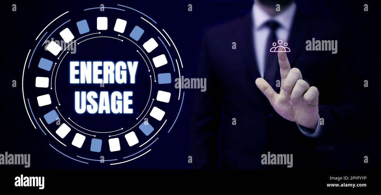 Conceptual display Energy Usage. Internet Concept Amount of energy ...