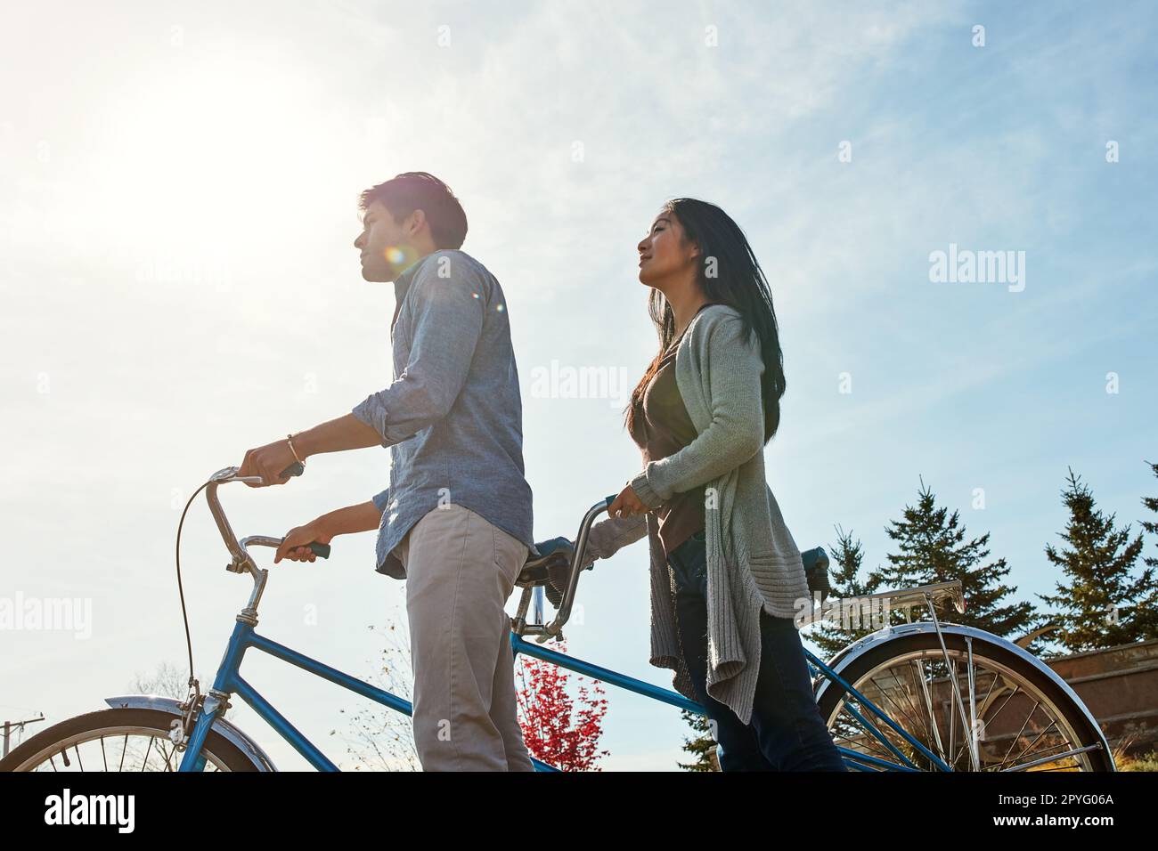 Out to see the beauty that surrounds us. a young couple out for a ride ...