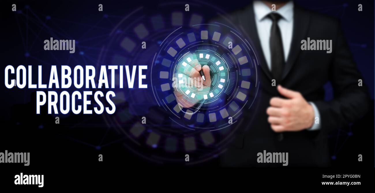 Text showing inspiration Collaborative Process. Concept meaning people ...