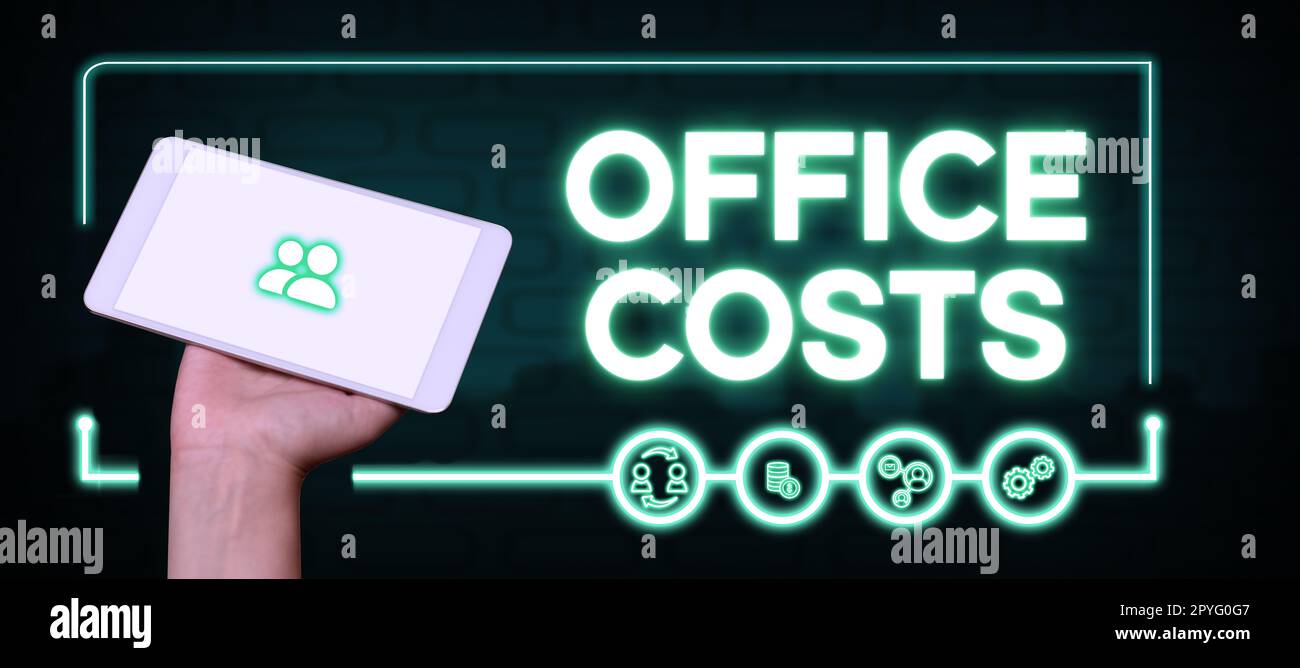 Text caption presenting Office Costs. Business idea amount of money ...