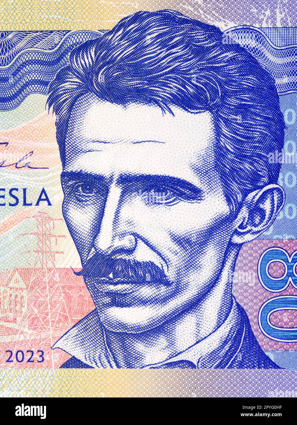 Nikola Tesla a portrait from money Stock Photo - Alamy