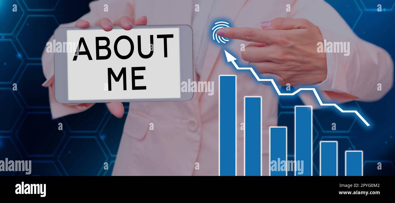 Sign displaying About Me. Business concept My Personal Characteristics ...