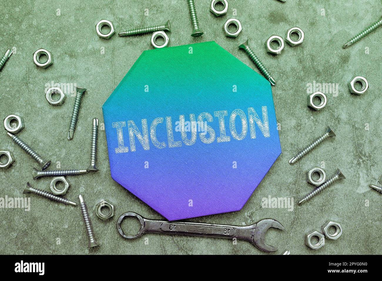 Hand writing sign Inclusion. Word for action state including of being ...