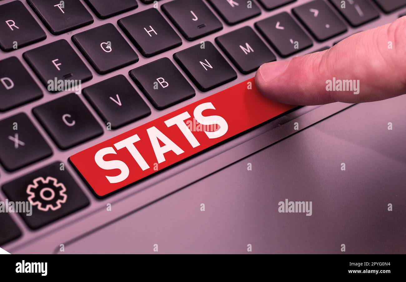 Hand writing sign Stats. Business showcase practice or science of ...