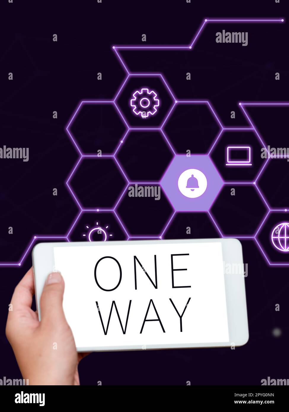 Hand writing sign One Way. Internet Concept Only direction Street sign ...