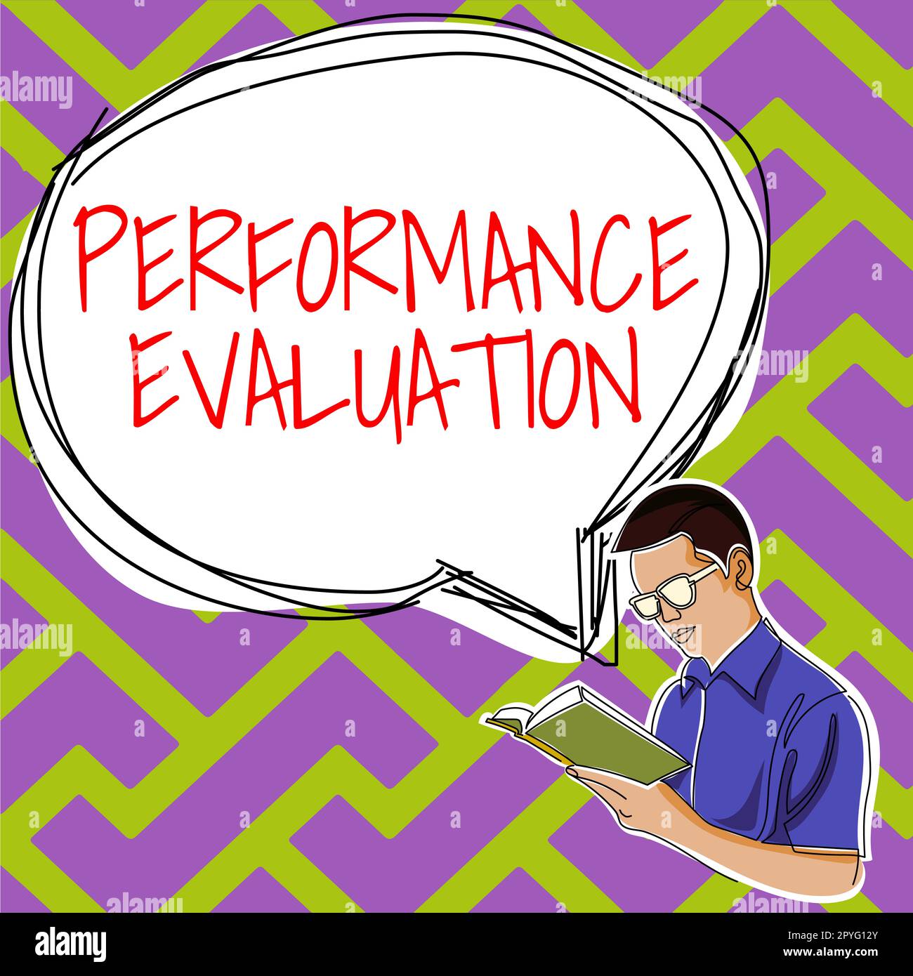 Writing displaying text Performance Evaluation. Word Written on the development and action ...