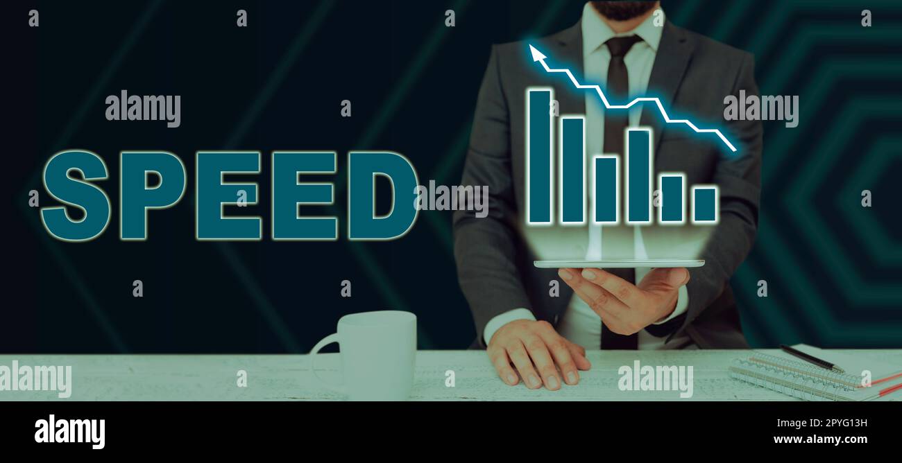 Handwriting text Speed. Concept meaning rate at which someone or ...