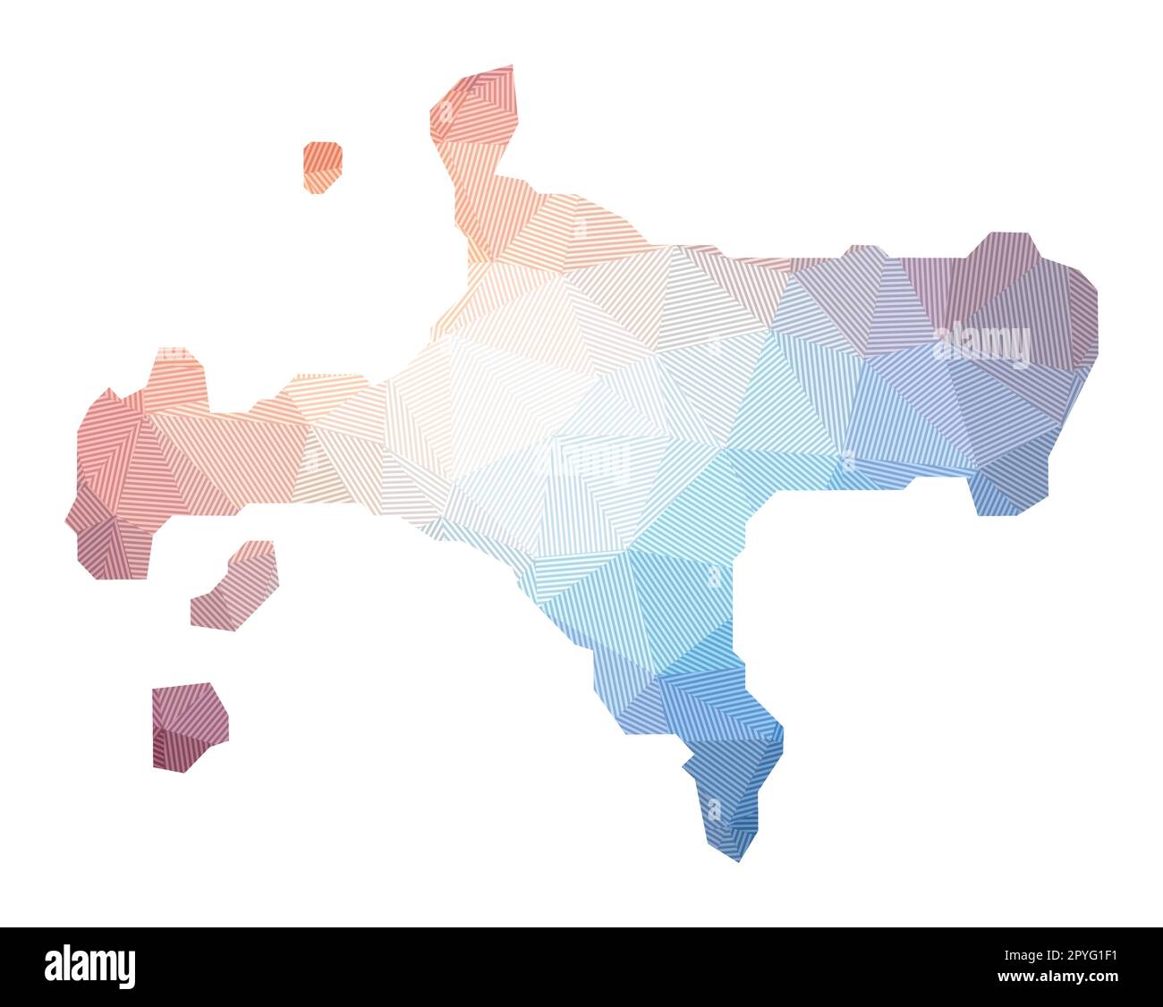 Map of Ko Mak. Low poly illustration of the island. Geometric design with stripes. Technology ...
