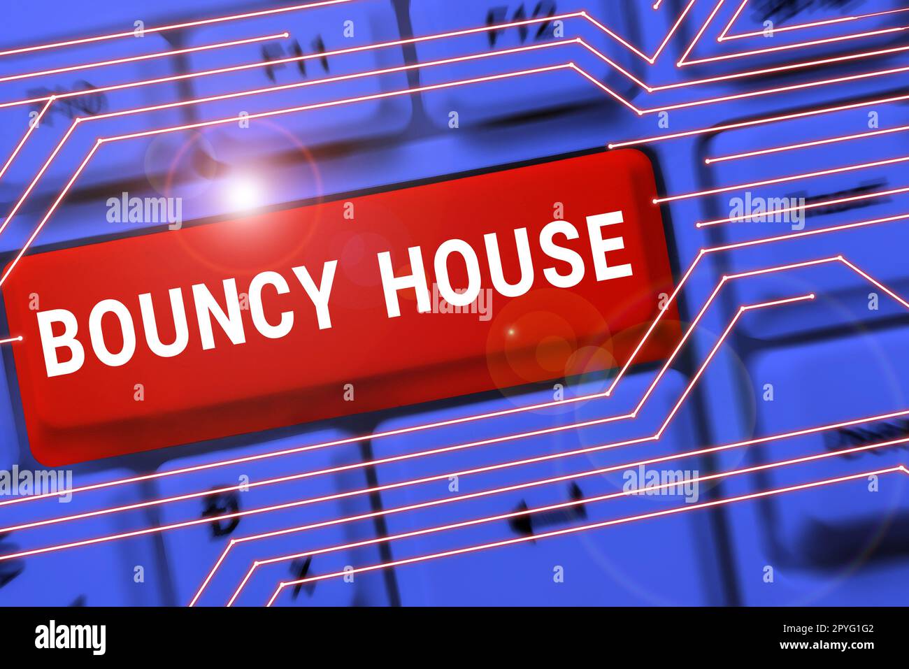 Hand writing sign Bouncy House. Business showcase Automated program ...