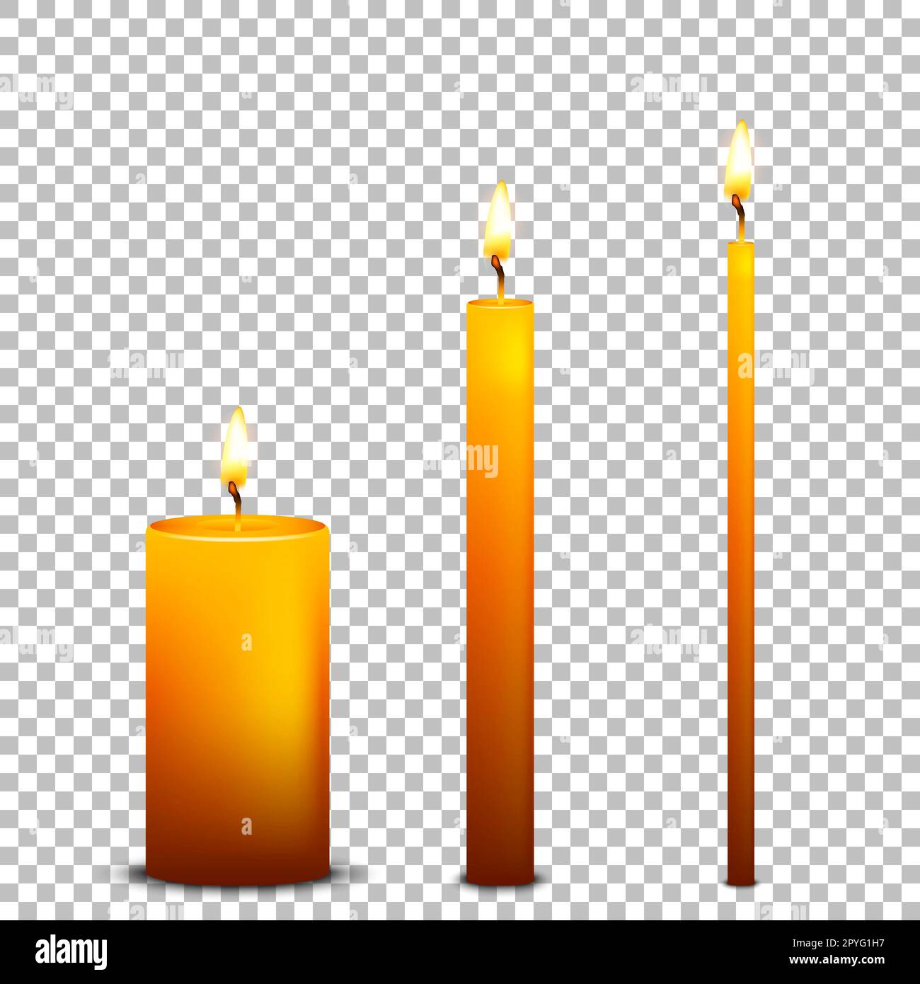 Vector realistic candle icon set isolated on transparent background ...