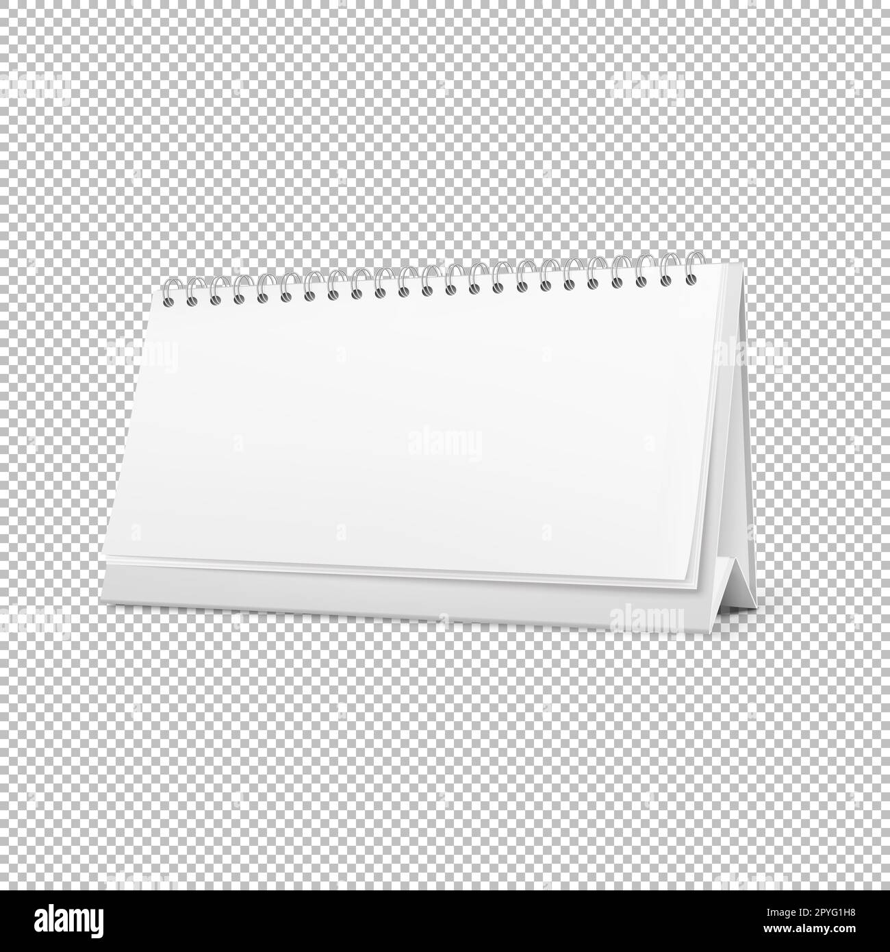 Vector realistic horizontal standing blank spiral table calendar ...