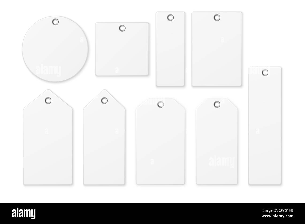 Realistic vector white blank tag icon set isolated on white background ...