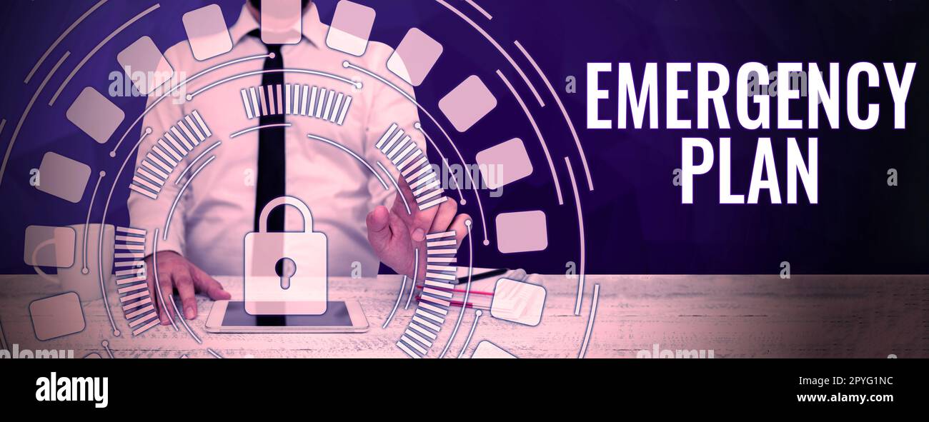 Conceptual caption Emergency Plan. Business showcase Procedures for ... Conceptual caption Emergency Plan. Business showcase Procedures for ...