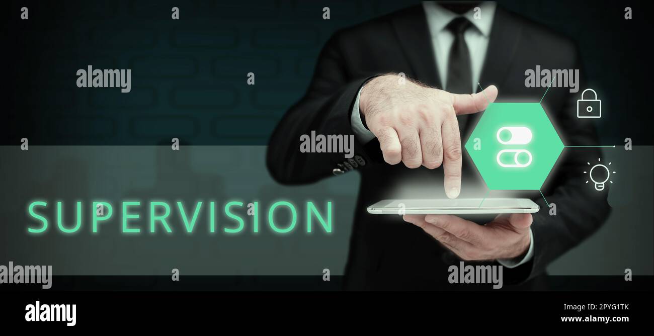 Inspiration showing sign Supervision. Business overview monitoring and ...