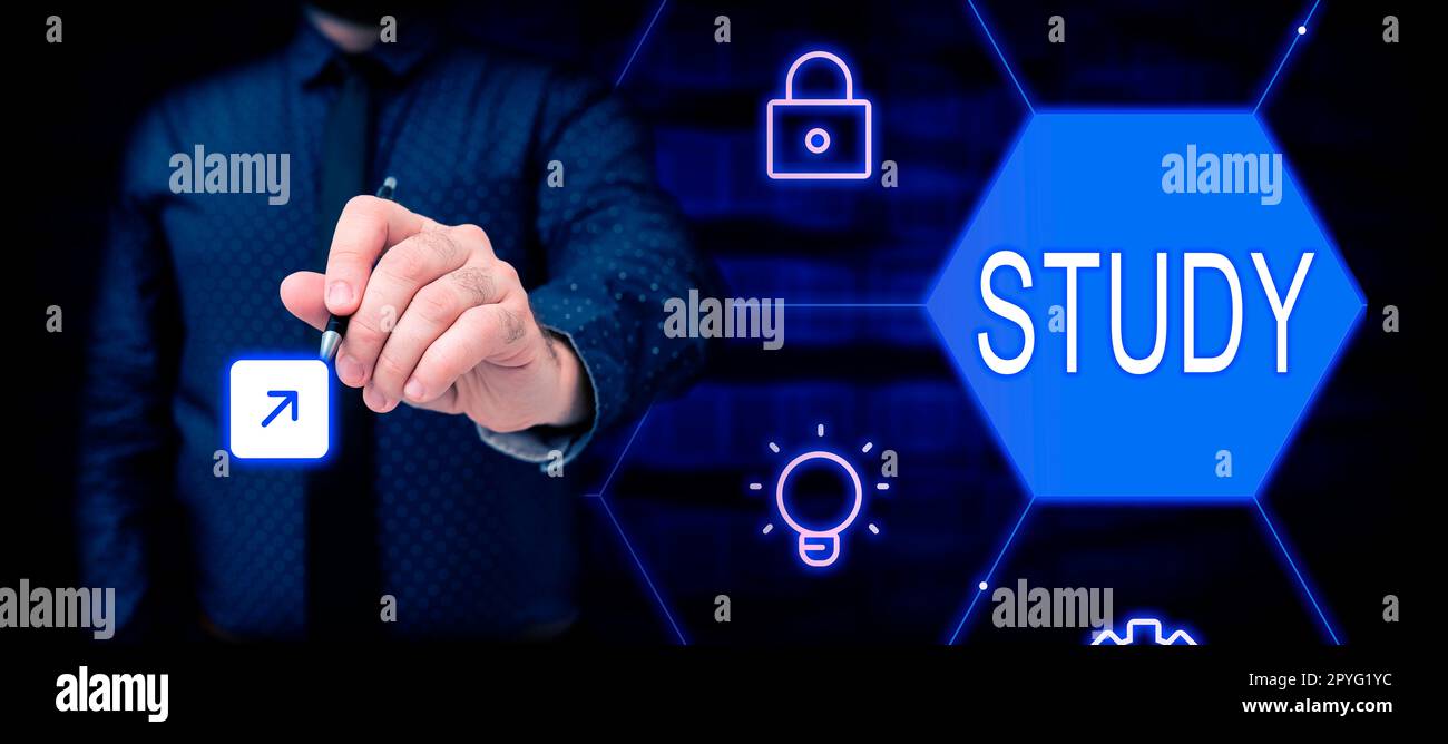 Text caption presenting Study. Business concept devotion of time and ...