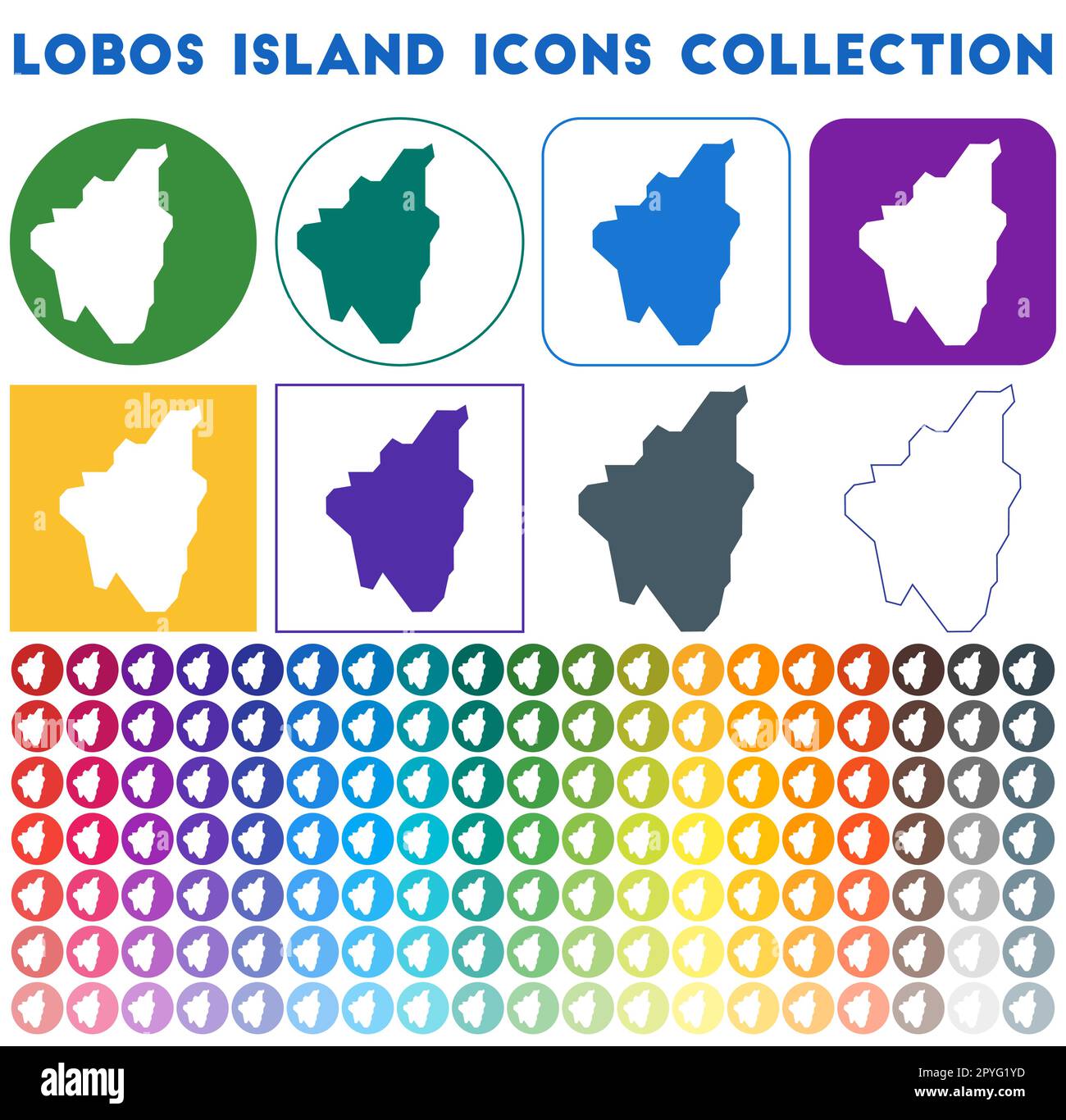 Lobos Island icons collection. Bright colorful trendy map icons. Modern ...