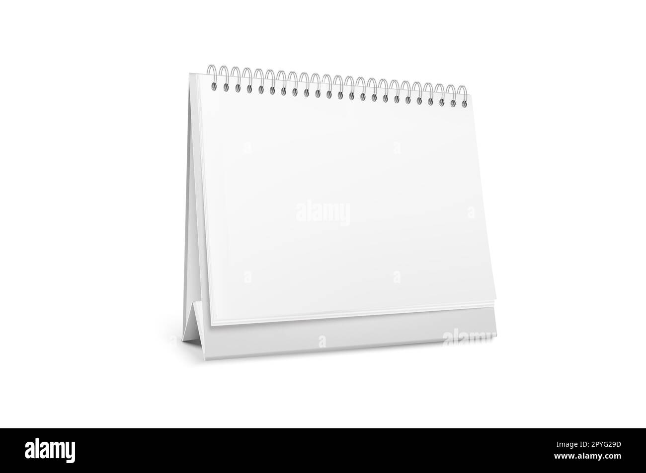 Realistic white blank standing desk calendar with a spiral. Vector ...