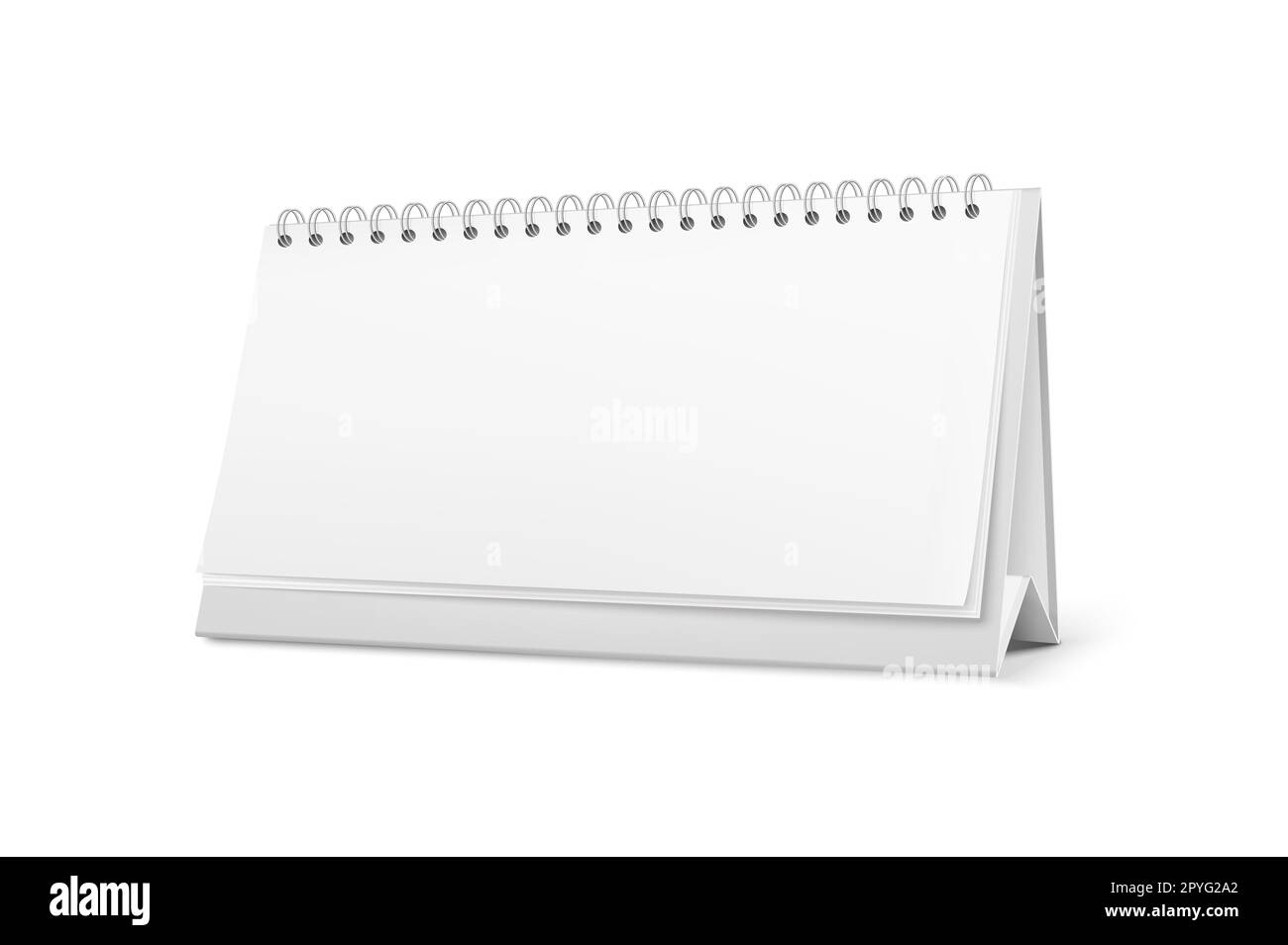Realistic white blank standing desk calendar with a spiral. Vector ...