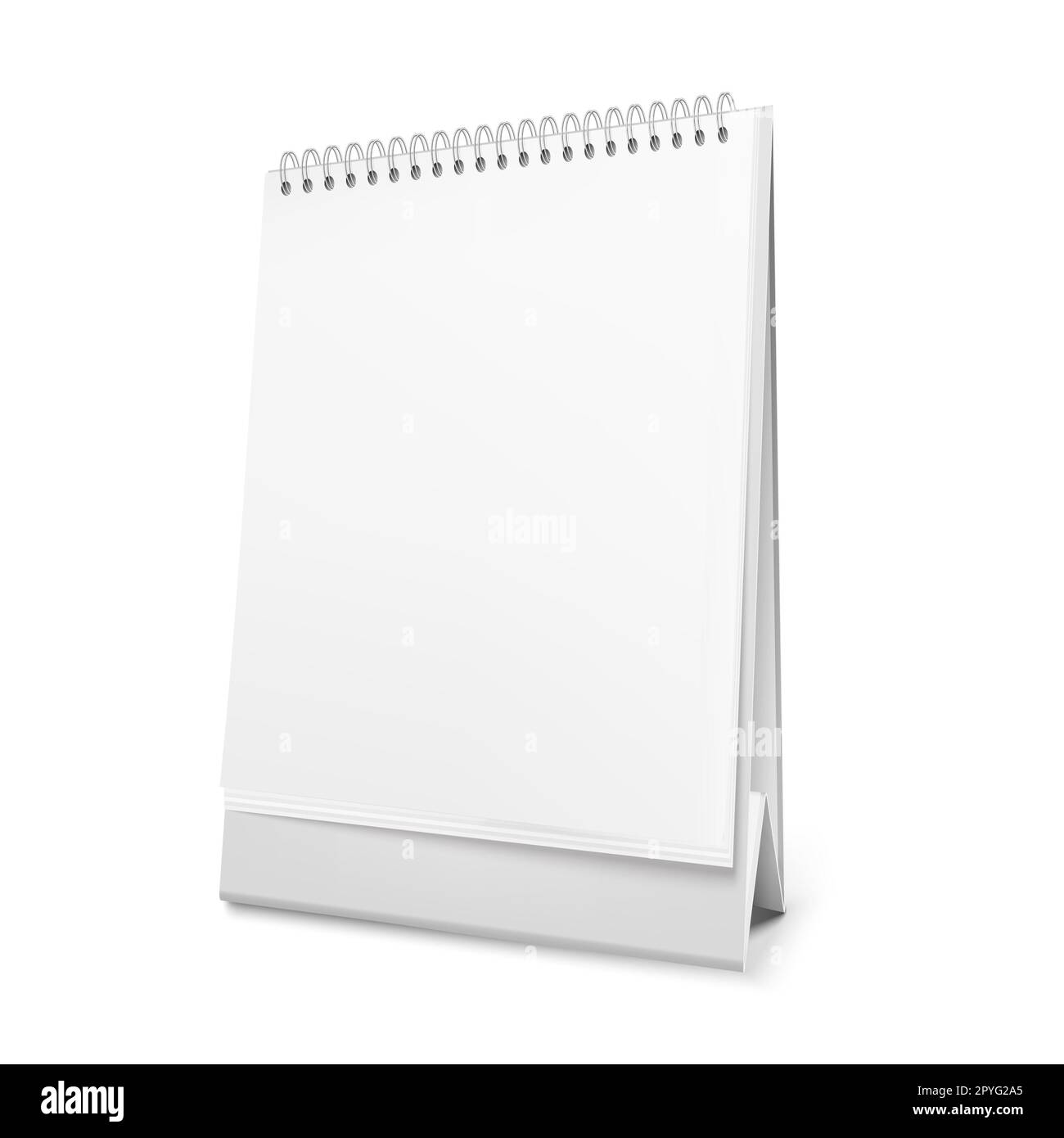Realistic white blank standing desk calendar with a spiral. Vector ...