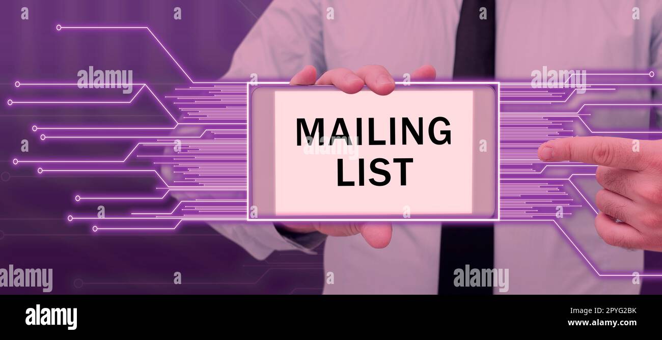 Handwriting text Mailing List. Word Written on list of people who ...