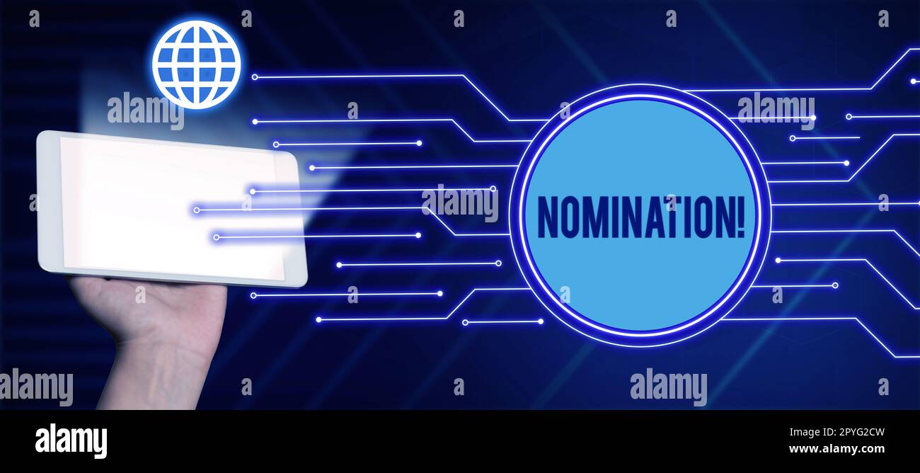 Text showing inspiration Nomination. Word Written on Formally Choosing ...