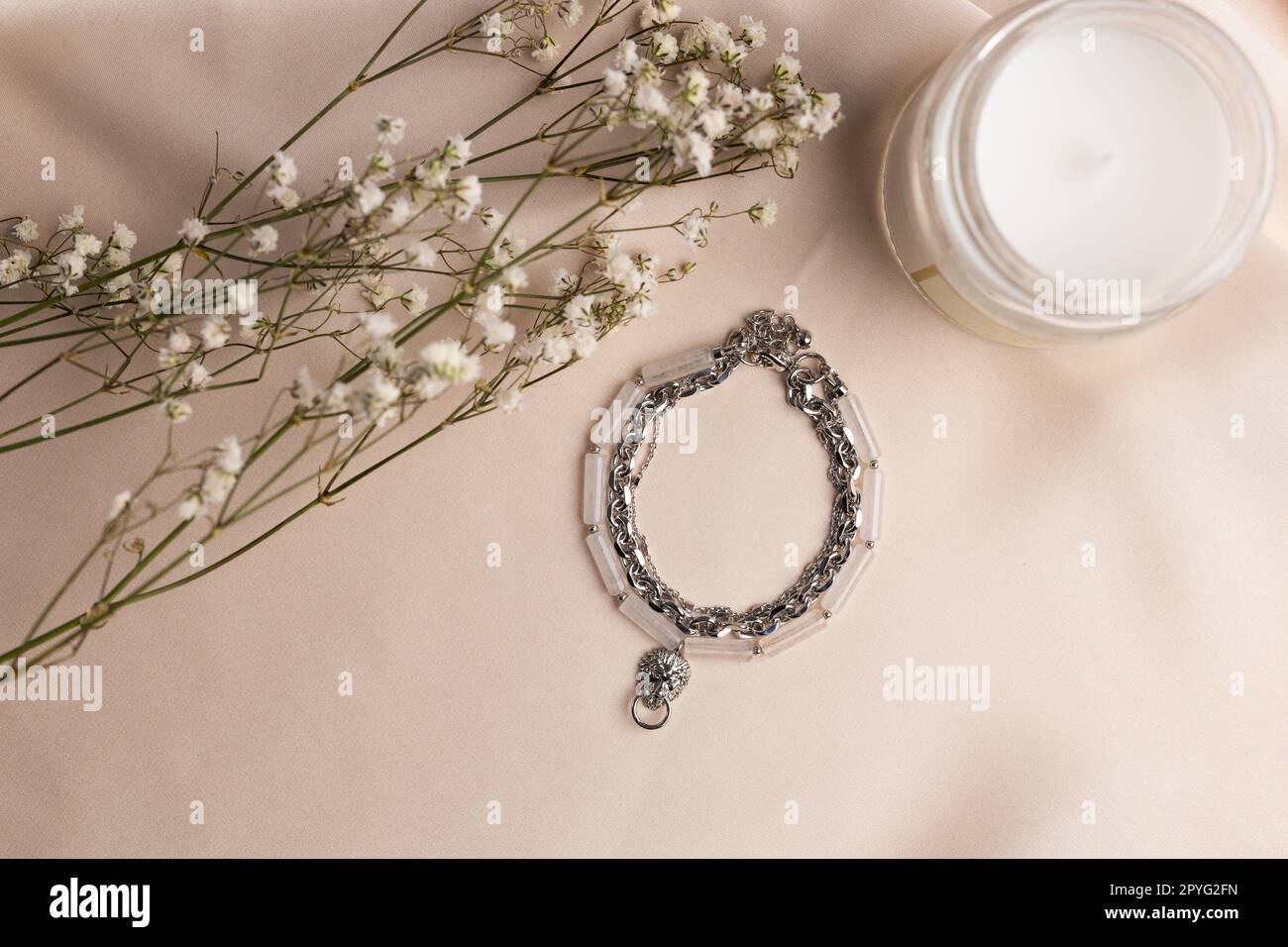 Bracelet made of natural stones. Natural mineral texture jewellery ...