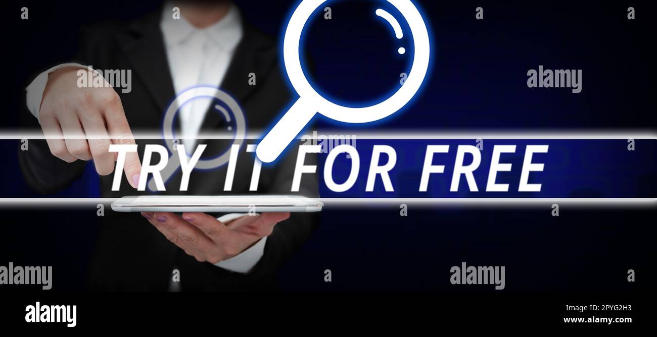 Conceptual display Try It For Free. Business showcase trial at not any ...