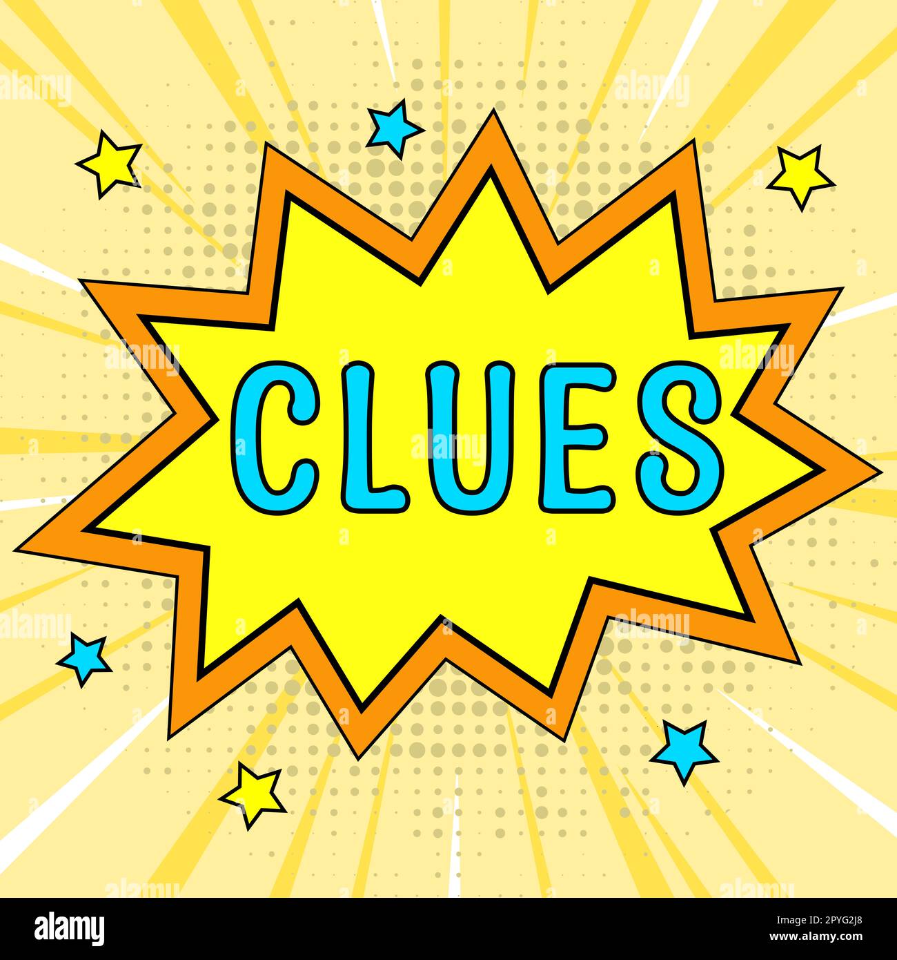 Text caption presenting Clues. Business showcase Piece of evidence ...