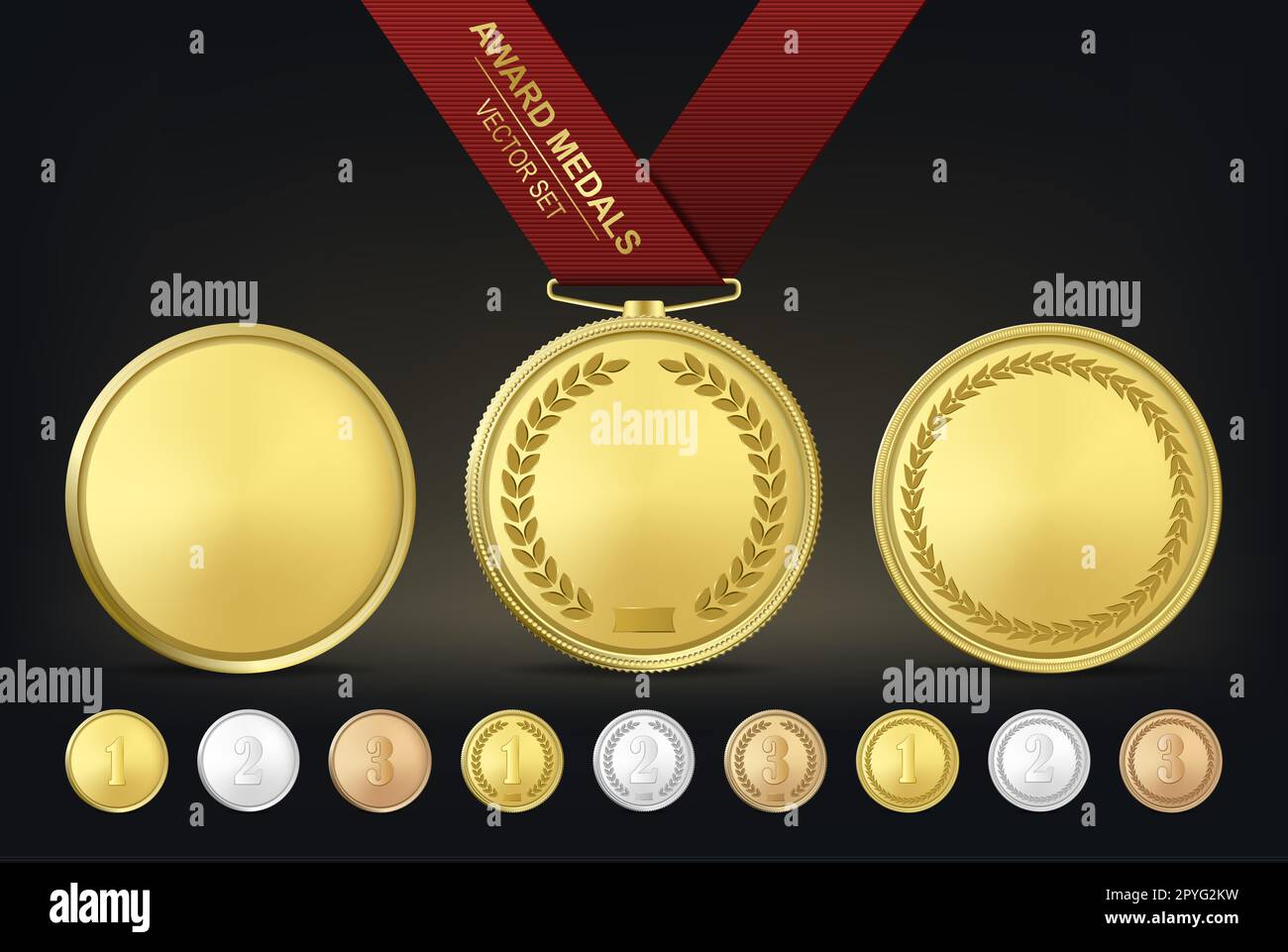 Gold Silver Bronze Medals 3-1/4" Olympic Style Medals On 1-1/2" Wide ...