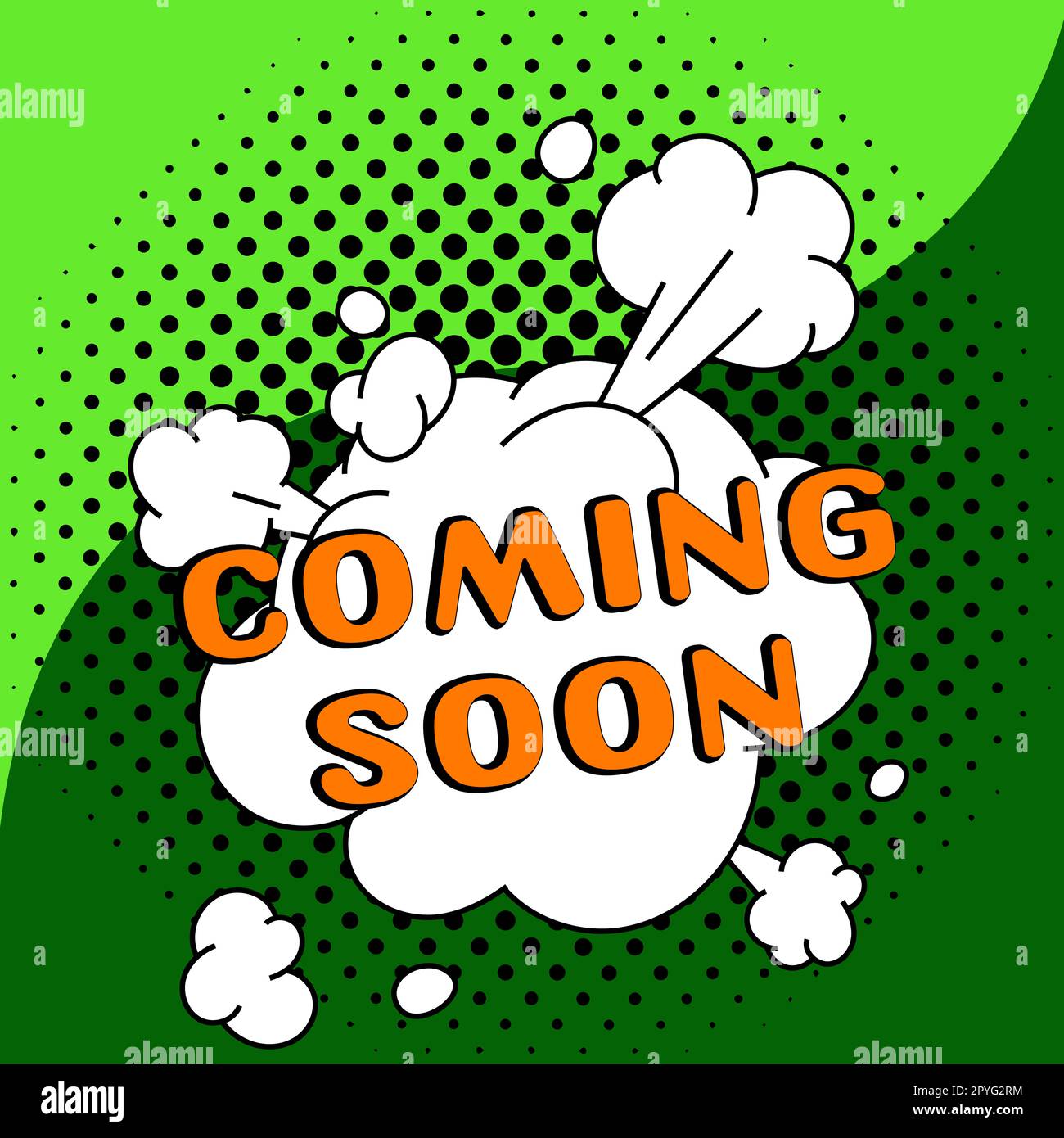 Text caption presenting Coming Soon. Word Written on something is going ...