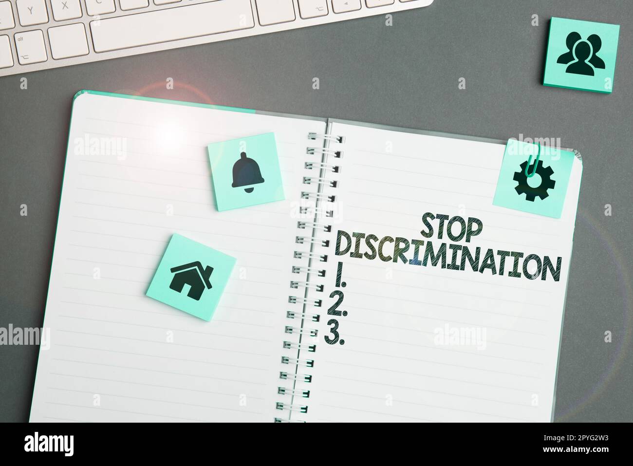 Writing displaying text Stop Discrimination. Word Written on Prevent ...