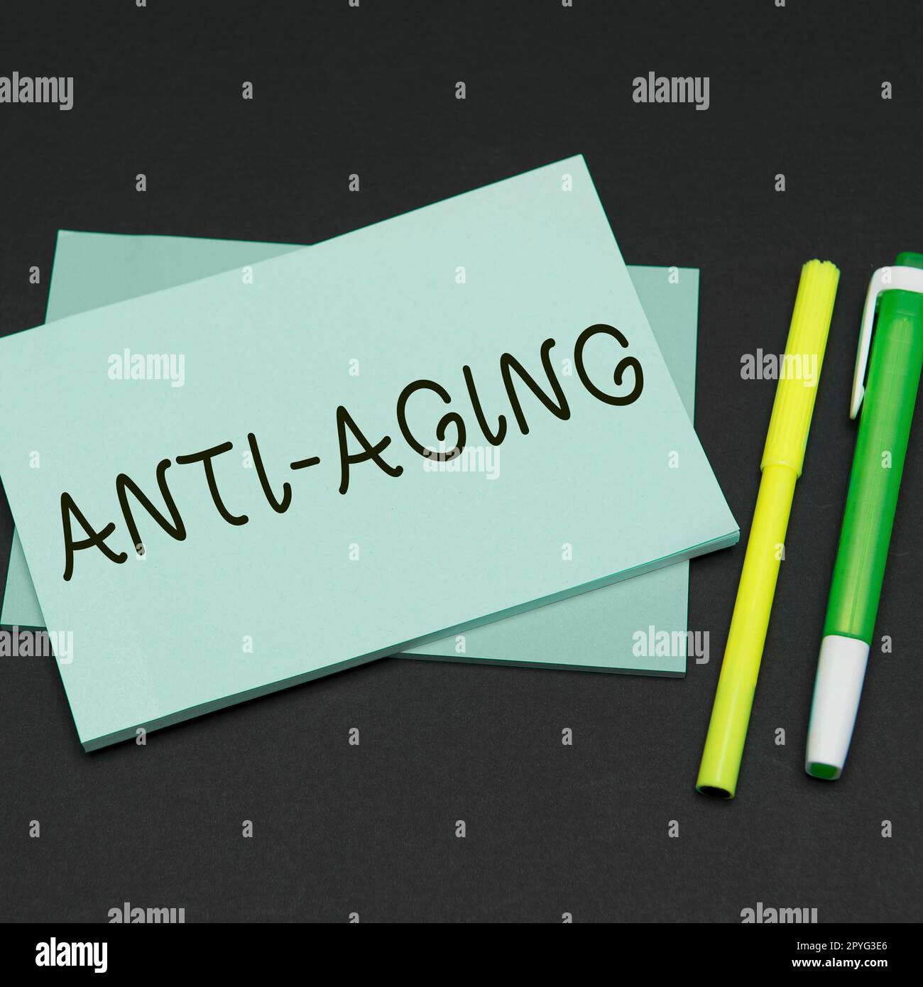 Hand writing sign Anti Aging. Business approach A product designed to ...