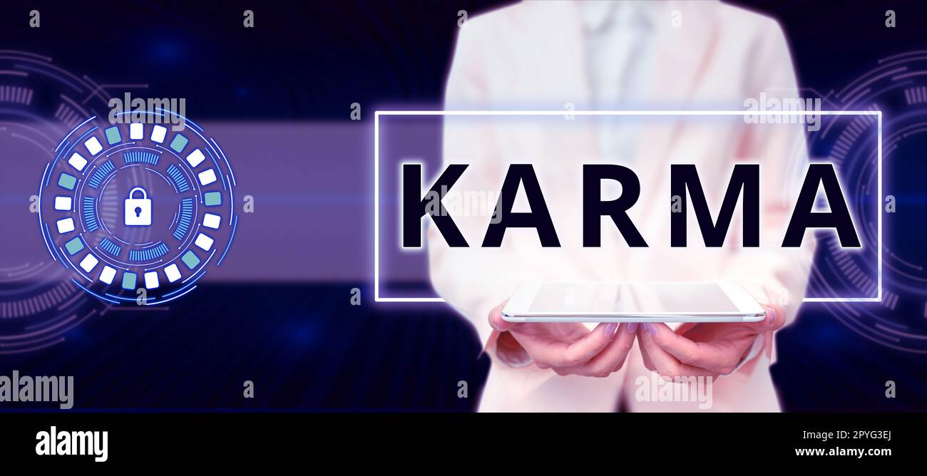 Conceptual display Karma. Business approach sum of a person actions in ...