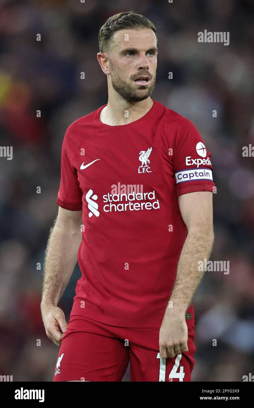Jordan Henderson #14 of Liverpool during the Premier League match ...