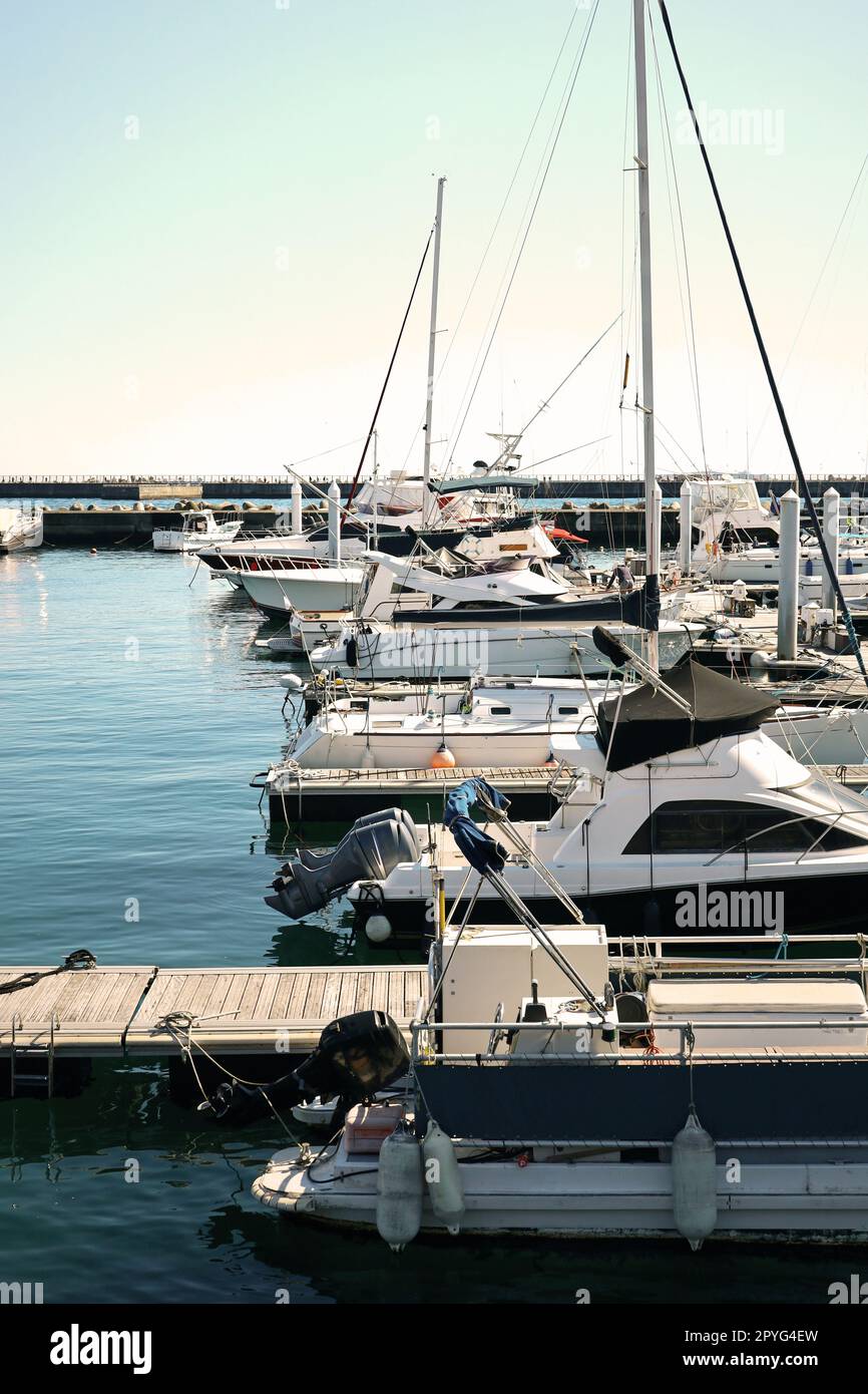 Scenery of a yacht harbor in the calm afternoon Stock Photo - Alamy