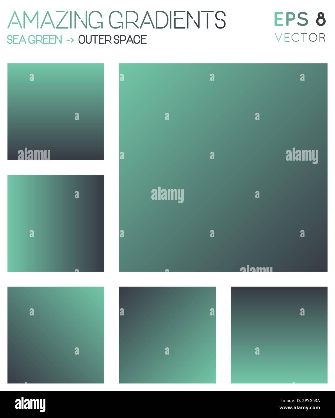 Colorful gradients in sea green, outer space color tones. Actual ...