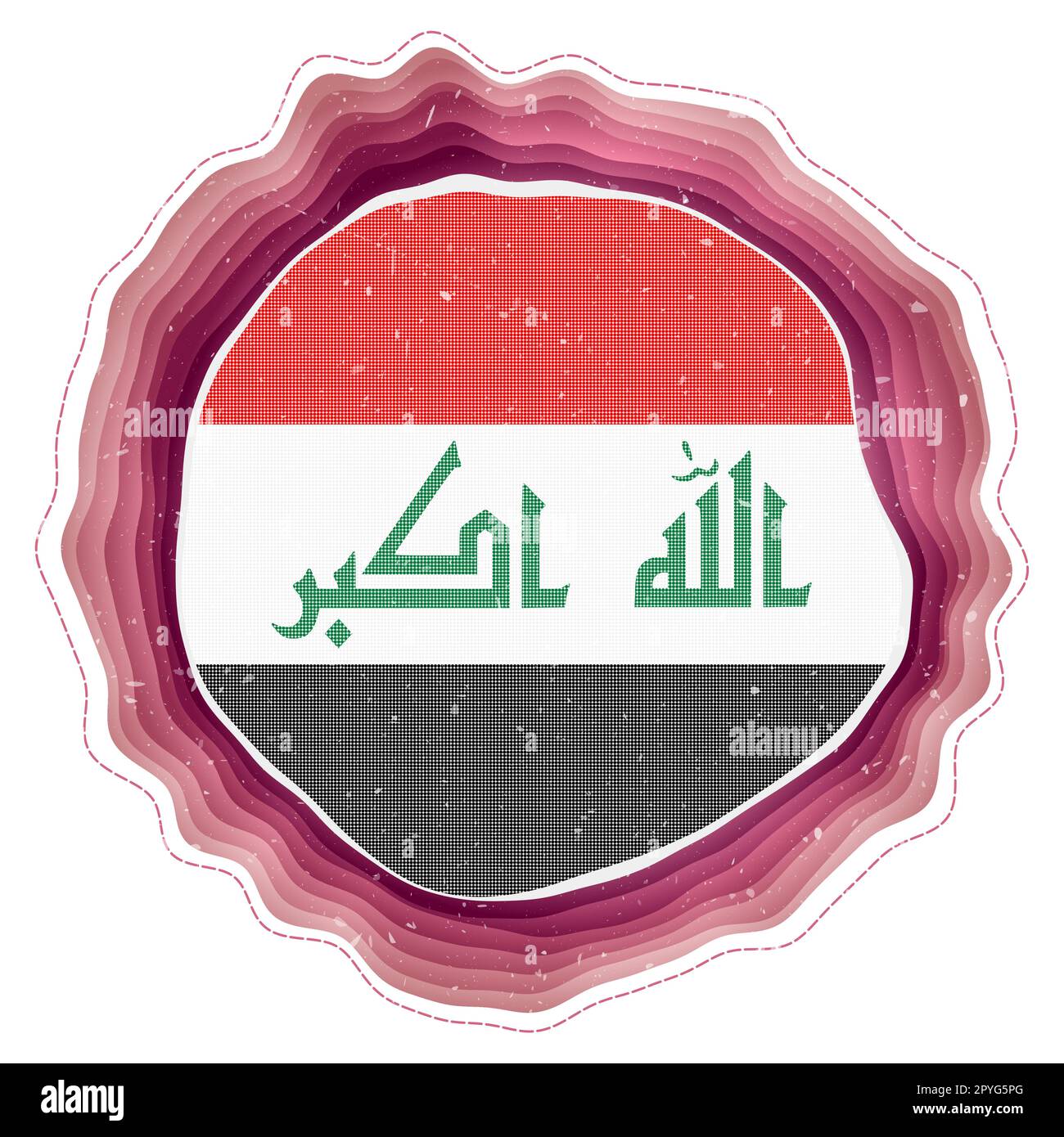 Republic of Iraq flag in frame. Badge of the country. Layered circular ...