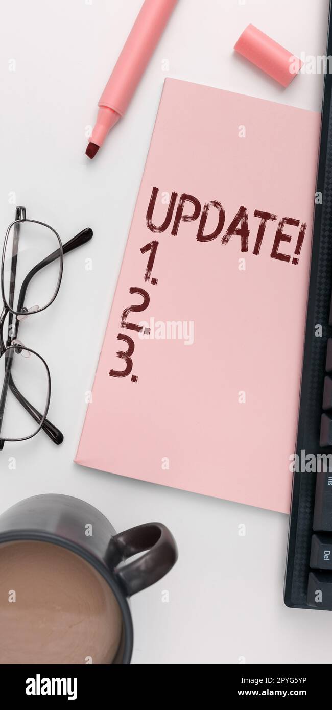 Inspiration showing sign Update. Conceptual photo Make something more modern Adding new facts ...