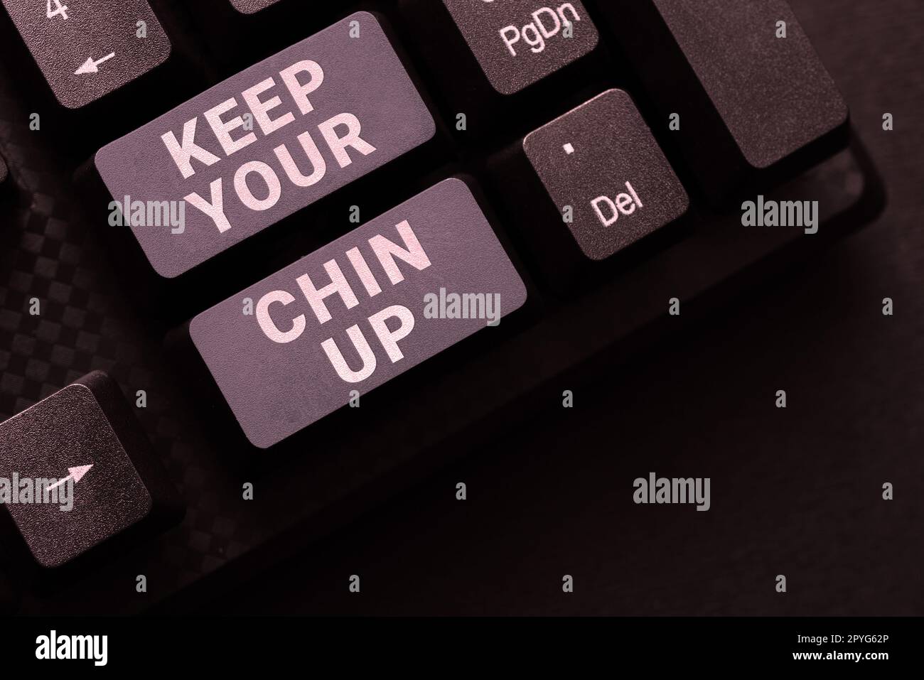 Text caption presenting Keep Your Chin Up. Word for Remain cheerful in ...