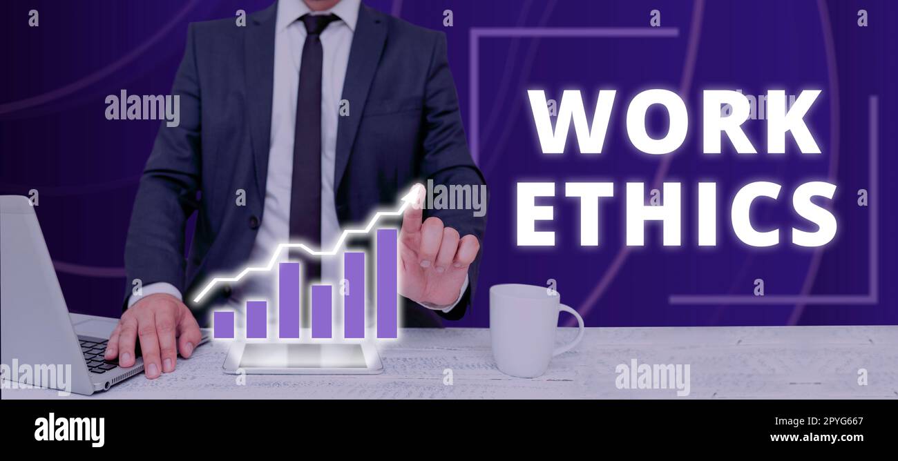 Text showing inspiration Work Ethics. Business showcase A set of values ...