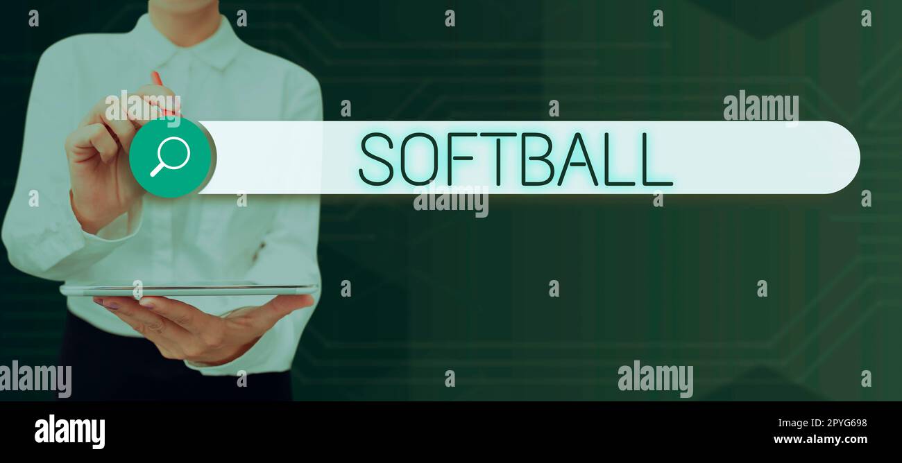 Writing displaying text Softball, Business showcase a sport similar to ...