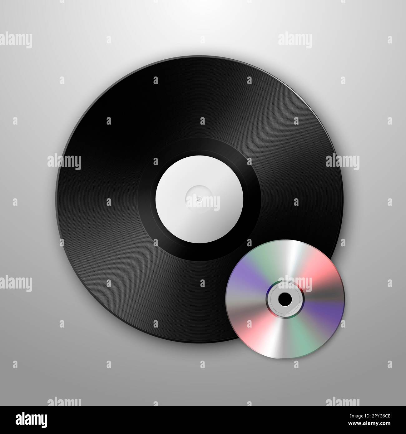 Realistic music gramophone vinyl LP record and cd icons. Design ... Realistic music gramophone vinyl LP record and cd icons. Design ...
