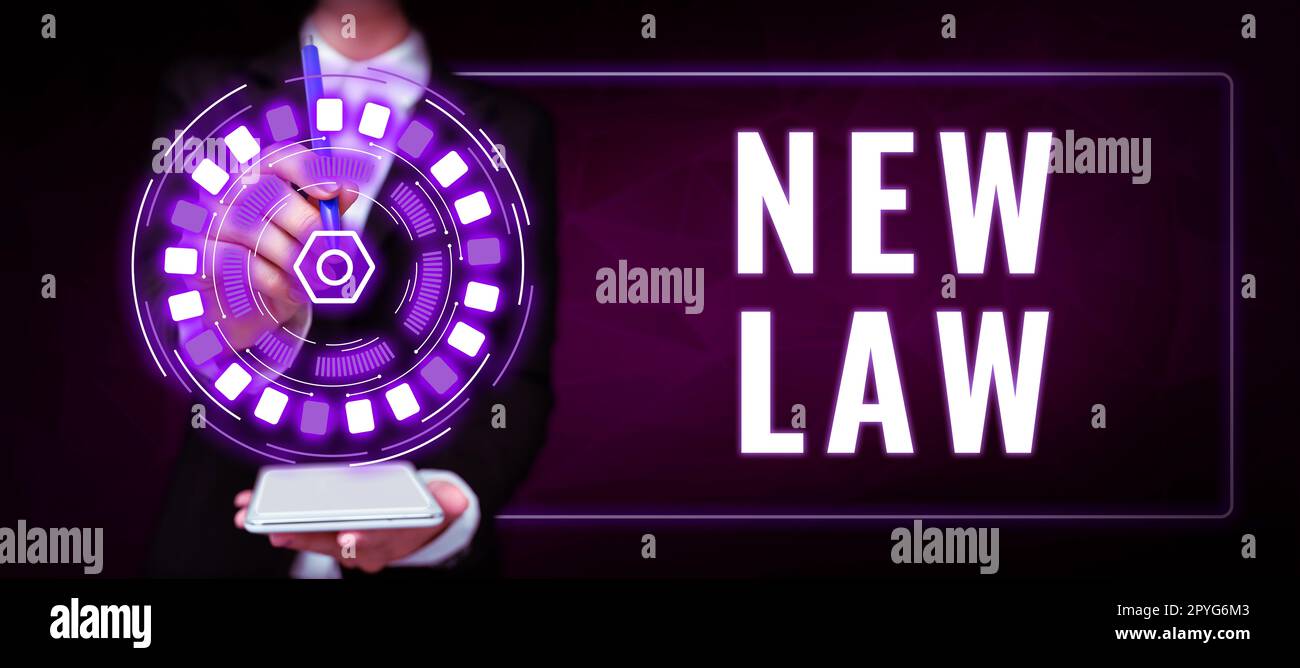Handwriting text New Law. Word Written on system of rules that enforced ...