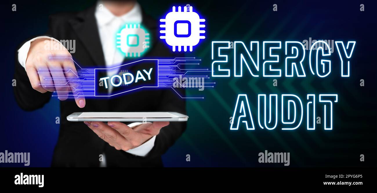 Sign displaying Energy Audit. Business idea assessment of the energy ...