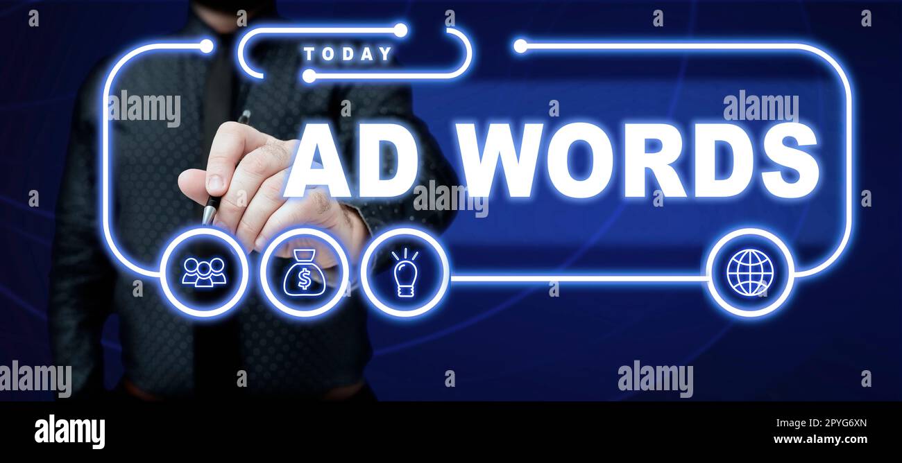 Inspiration showing sign Ad Words. Business concept oversee and control ...