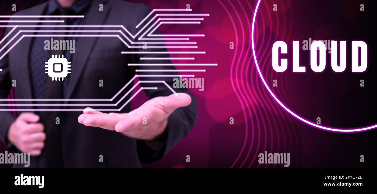 Hand writing sign Cloud. Business idea visible mass of condensed watery ...