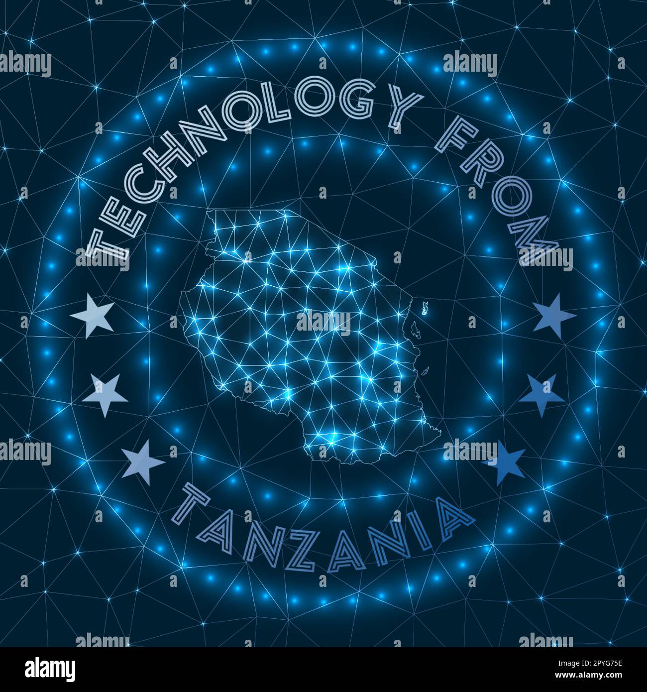 Technology From Tanzania. Futuristic geometric badge of the country ...