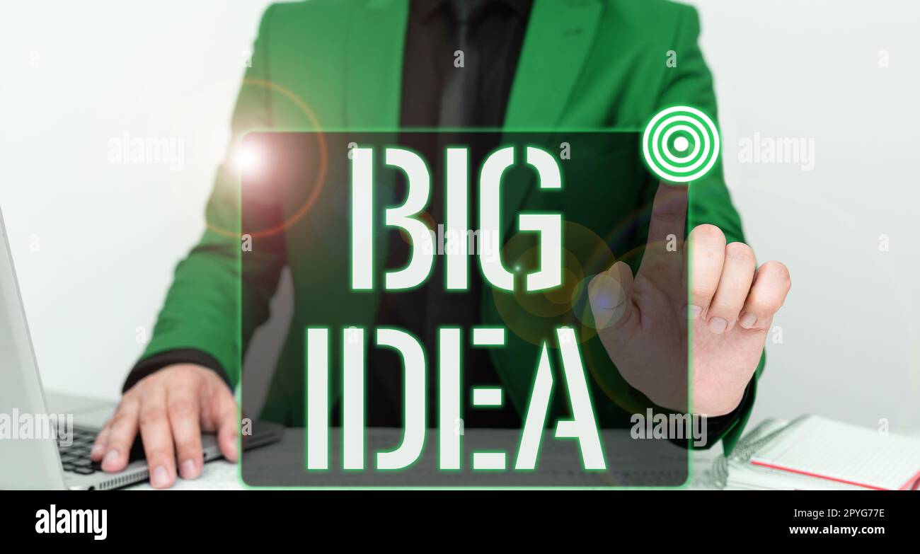 Sign displaying Big Idea. Word Written on Having great creative ...