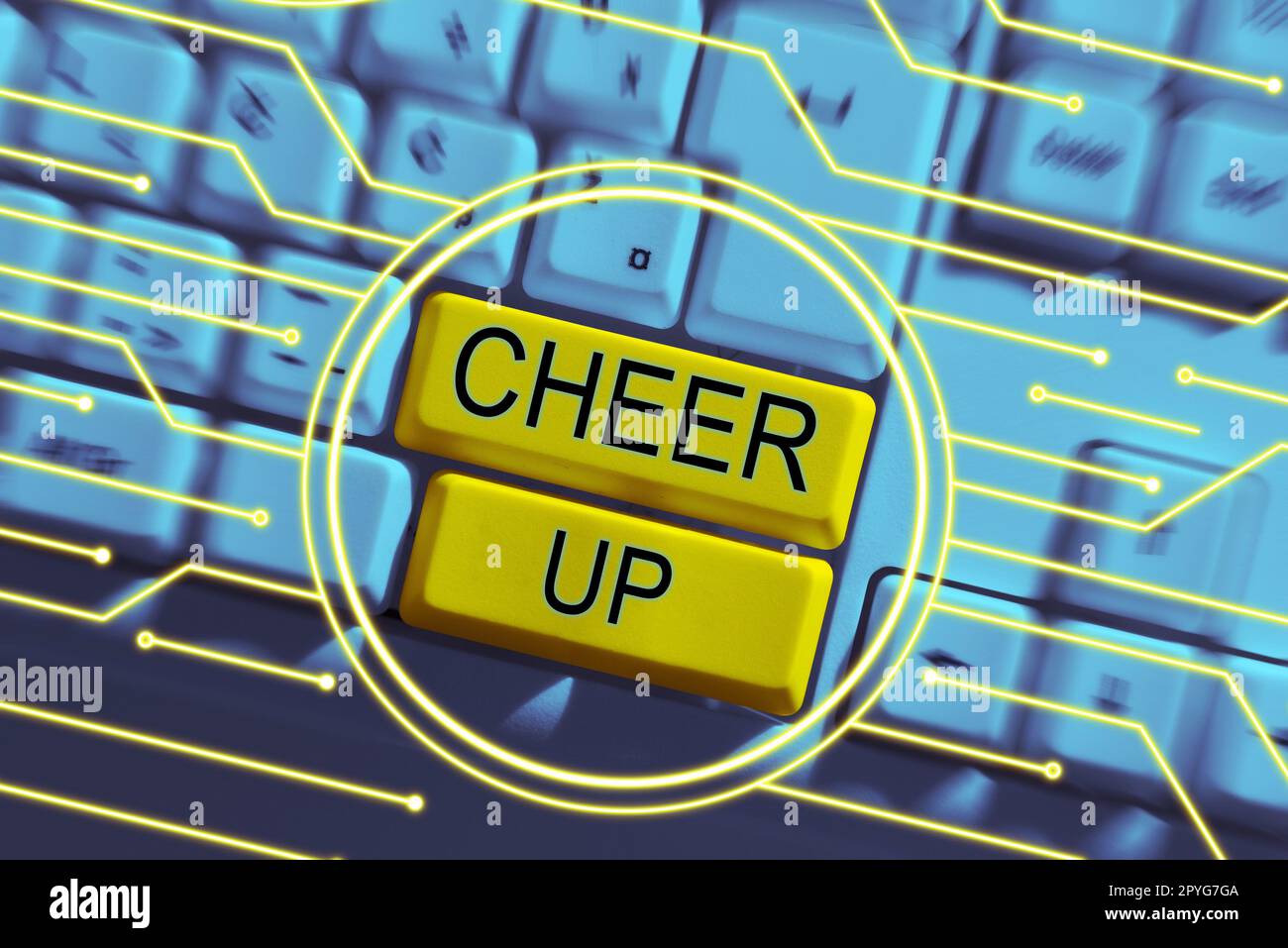 Conceptual display Cheer Up. Internet Concept to live every moment as ...