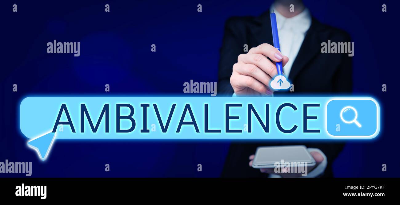 Conceptual caption Ambivalence. Word Written on attitudes or feelings ...